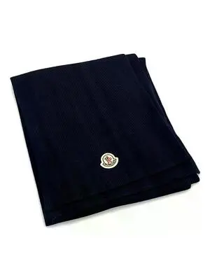 Moncler Ribbed Logo Scarf - Blue
