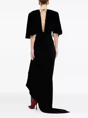 Roberto Cavalli Draped V-neck Gown