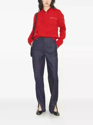Tory Burch Zip V-neck Wool Sweater