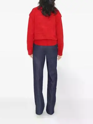 Tory Burch Zip V-neck Wool Sweater