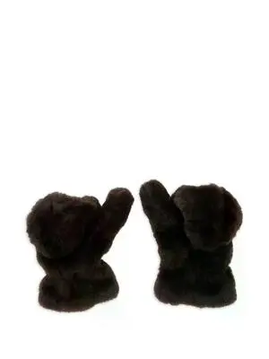 Apparis Coco Fur Mittens - Brown