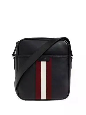 Bally Striped Leather Messenger Bag - Black