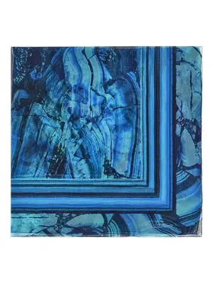 Roberto Cavalli Malachite-print Silk Shawl - Blue
