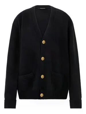 Roberto Cavalli V-neck Wool Cardigan With Gold Button Detail