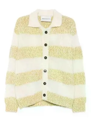 AMARANTO Striped Polo-collar Cardigan - Green