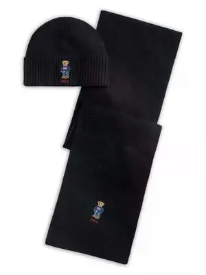 Polo Ralph Lauren Embroidered-logo Beanie Scarf Set - Black