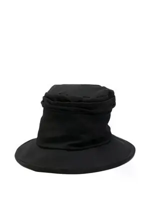 Yohji Yamamoto Ruched Detail Hat - Black