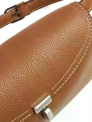 TOTEME T-lock Grained-leather Clutch - Brown