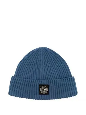 Stone Island Logo-patch Beanie - Blue