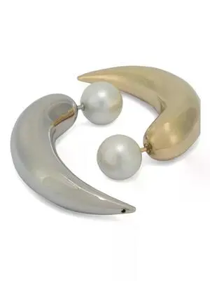 Emilio Pucci Horn Pearl-pendant Earrings - Silver