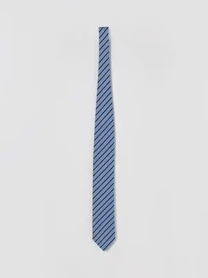 Zegna Striped Neck Tie Gnawed Blue