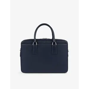 Sandro Grained Leather Briefcase - Navy Blue