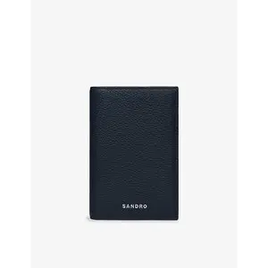 Sandro Grained Leather Card Holder 1size Navy Blue