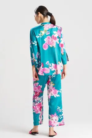 Natori Empress Printed Satin Pj - Green