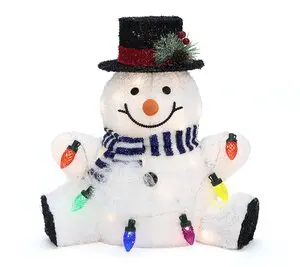 LUXEN HOME Luxenhome 1.25ft Lighted Jolly Snowman With Top Hat Decoration - One-color