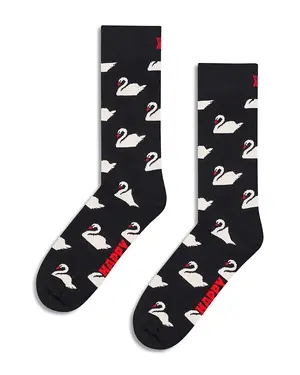 Happy Socks Swan Patterned Socks - Black