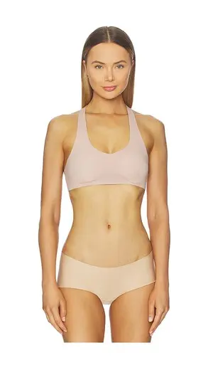 Calvin Klein Racer Back Bralette In Beige - Cedar