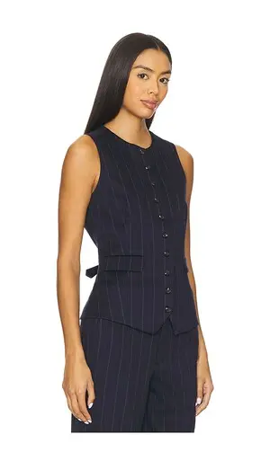 Rag & Bone Irina Ponte Long Vest - Navy Multi