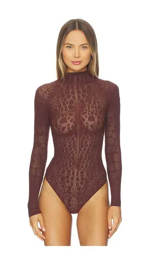 Wolford Reptile Net String Bodysuit - Mahogany
