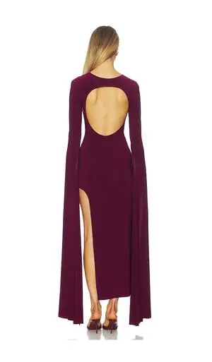Norma Kamali Open Back Ribbon Sleeve Gown - Plum