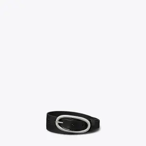 Tory Burch 1" Large Pierced Buckle Belt Black/silver