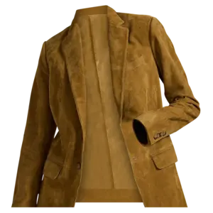 Ralph Lauren Single-breasted Lambskin Suede Blazer - Khaki