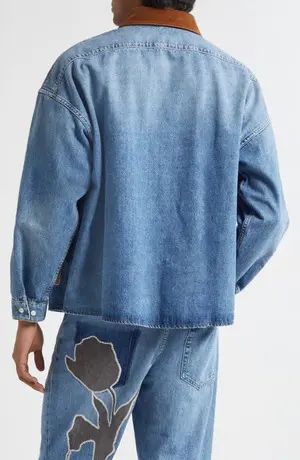 Marni Wolf Appliquè Denim Button-up Shirt