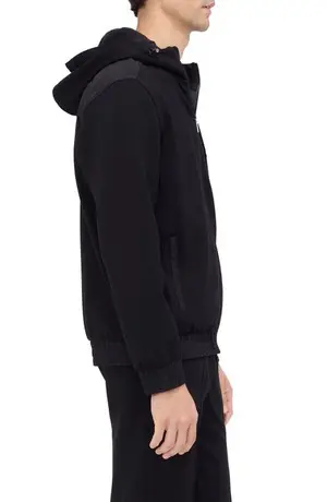Bugatchi Hooded Long Sleeve Knit Top - Black