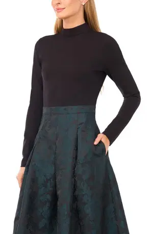 Ted Baker London Long Sleeve Mixed Media Dress