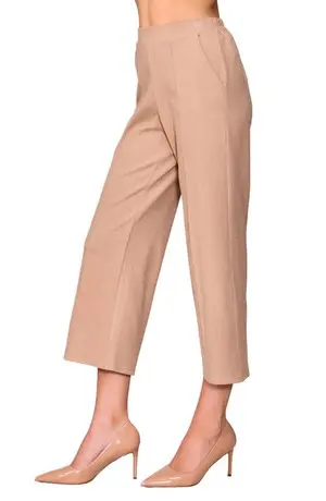 MELLODAY Knit Pintuck Ankle Pants - H Mocha