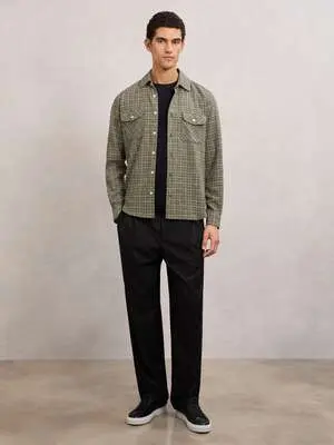 REISS Calvert Check Twin-pocket Jersey Overshirt