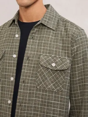 REISS Calvert Check Twin-pocket Jersey Overshirt