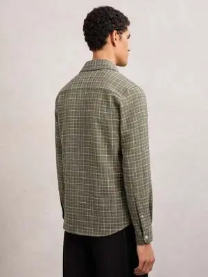 REISS Calvert Check Twin-pocket Jersey Overshirt