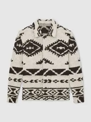 REISS Gillmore Fair Isle Jacquard Overshirt With Wool