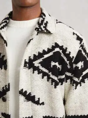 REISS Gillmore Fair Isle Jacquard Overshirt With Wool