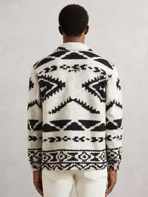 REISS Gillmore Fair Isle Jacquard Overshirt With Wool