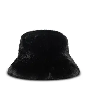 Jocelyn Faux Fur Bucket Hat - Black