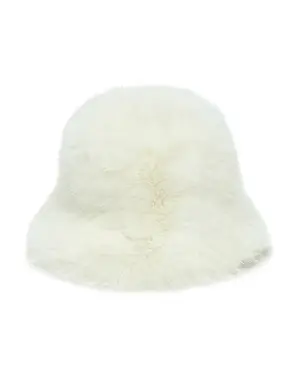 Jocelyn Oversized Faux Fur Bucket Hat - Ivory