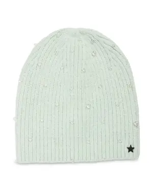 Jocelyn Crystal Bead Rib Knit Hat - Mint