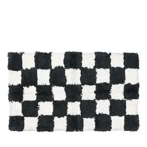 MACKENZIE-CHILDS Checkerboard Bath Rug, 24 X 40 - Black