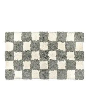 MACKENZIE-CHILDS Checkerboard Bath Rug, 24 X 40 - Grey