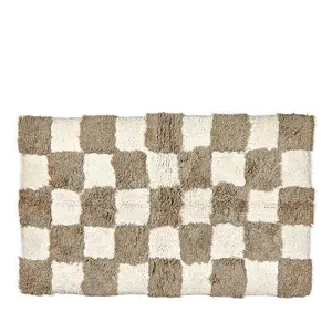 MACKENZIE-CHILDS Checkerboard Bath Rug, 24 X 40 - Taupe