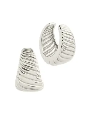 Sterling Forever Twisted Ear Cuffs - Silver