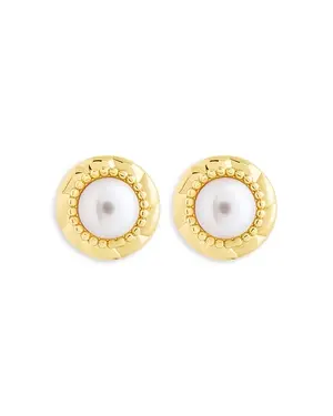 Sterling Forever Eudora Imitation Pearl Stud Earrings - Gold