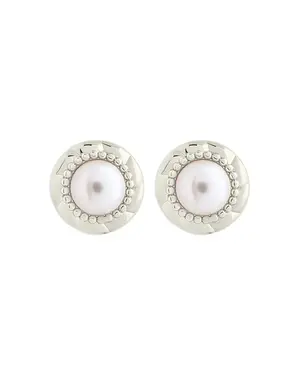 Sterling Forever Eudora Imitation Pearl Stud Earrings - Silver