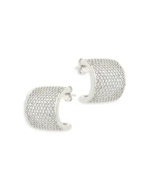 Sterling Forever Simone Pave Curved Stud Earrings - Silver