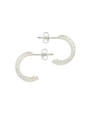 Sterling Forever Simone Pave Curved Stud Earrings - Silver