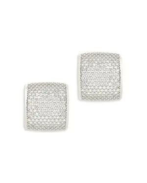 Sterling Forever Simone Pave Curved Stud Earrings - Silver