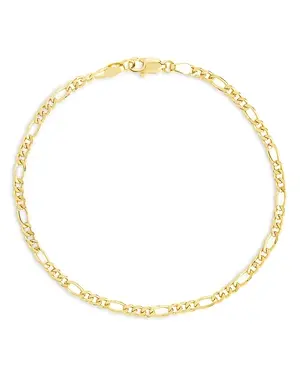 Sterling Forever Figaro Chain Bracelet - Gold