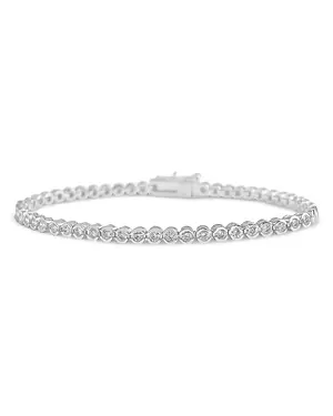 Sterling Forever Cubic Zirconia Bezel Flex Bracelet - Silver